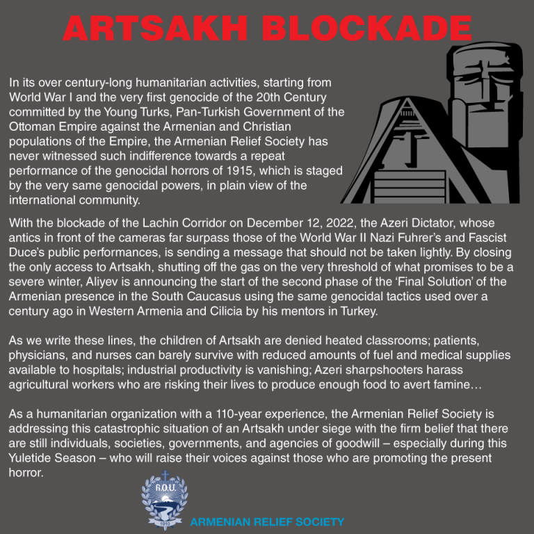 Armenian Relief Society Artsakh Blockade - Armenian Relief Society